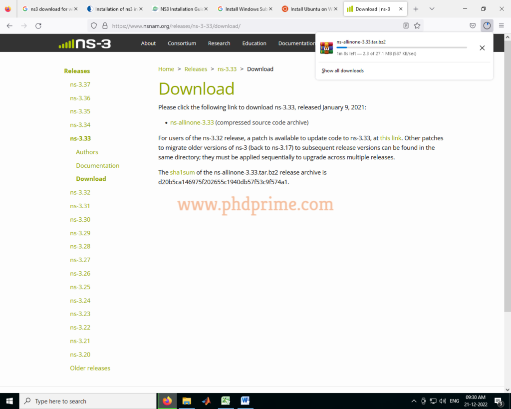 Steps Required to Download Ns3 in Windows 10