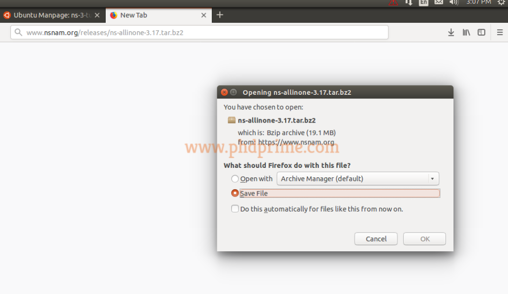 Outlook of Installing Ns3 on Ubuntu